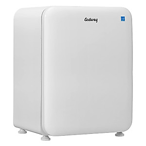 COSTWAY Compact Refrigerator, 2.4 cu ft. Single Door Small Fridge with Auto Defrost, Adjustable Temperature 32℉ to 50℉, Reversible Door, Removable Glass Shelves, Mini Fridge for Bedroom, Apartment, White