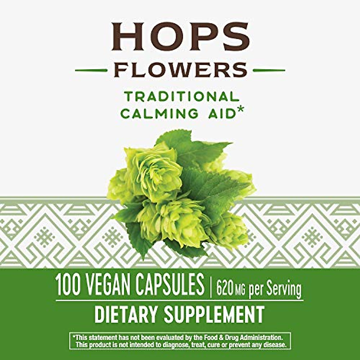 Nature's Way Premium Herbal Hops Flowers, 620 mg per Serving, 100 Vcaps - (Pack of 2)