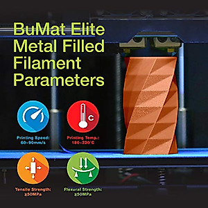 BUMAT Elite Metal Filled 3D Printer Filament, 1.75mm (Copper), 1kg Spool (2.2lbs), Guaranteed Fresh, Dimensional Accuracy +/- 0.02mm, Tangle-Free, Fits Most FDM Printers [Risk-Free]