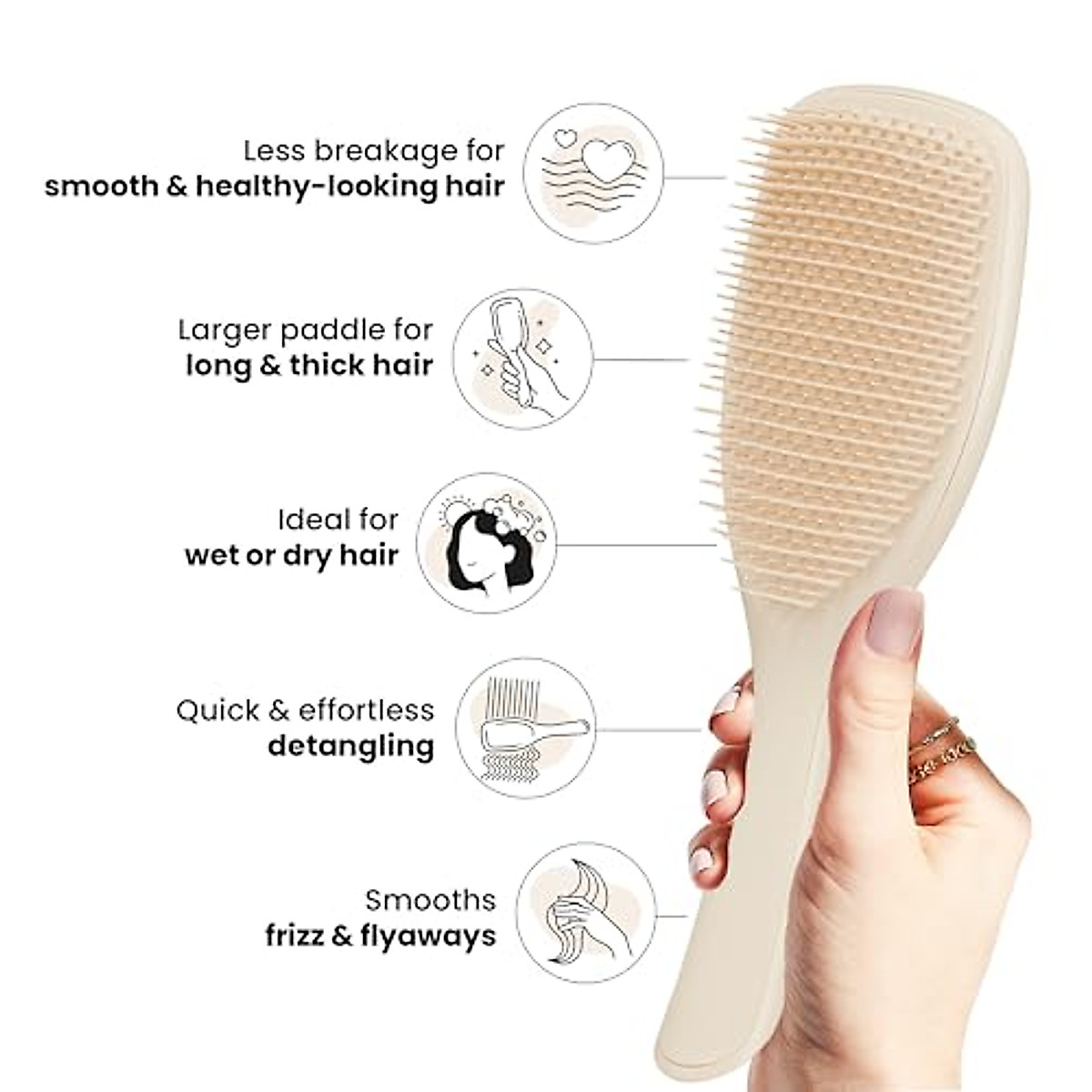 Tangle Teezer Large Ultimate Detangler Hairbrush for Wet & Dry Hair, Eliminates Knots & Reduces Breakage for Long, Thick, & Curly Hair Types, Vanilla