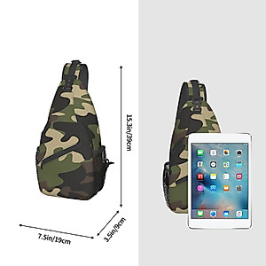 Camouflage Chest Sling Bag Seamless Green And Brown Colors Camo Pattern Military Background Crossbody Shoulder Backpack Lightweight Travel Hiking Casual Daypack for Men Women Outdoors Biking Climbing