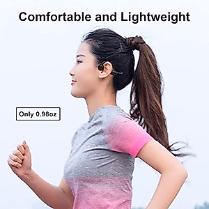 Loluka Wireless Open Ear Bone Conduction Headphones with Microphone Podcast Induction Bluetooth Earphones Sweatproof Sports Headset Lightweight Waterproof for Running Driving Hiking Bicycling Black