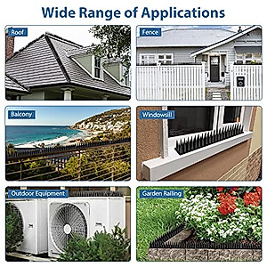 Bird Spikes, 20 Pack Bird Squirrel Raccoon Pigeon Cat Animal Deterrent Spikes for Outside Anti Bird Defender Spikes Outdoor to Keep Birds Away Black