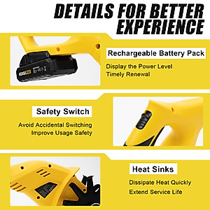 KONGKUNI Small Cordless Tiller Cultivator, 20V 250RPM Electric Tiller, 3.9inch Wide Cordless Garden Tiller,Battery Powered Garden Cultivator, Extendable Pole for Lawn,Yard,Soil Cultivation