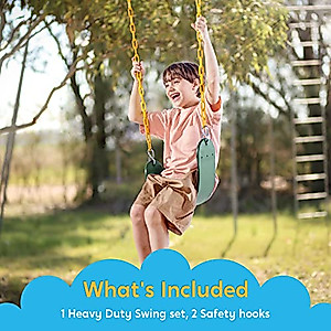 TURFEE Heavy Duty Swing Seat Green Color with 66” Chain, Swing Set Accessories Replacement with Snap Hooks for Kids Outdoor Play Playground Trees, Swing Set