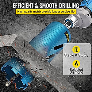 VEVOR Core Drill Bit, 4" /101.6 mm Diameter 5/8"-11 Shank Arbor with a Pilot Bit & 4.5" Blade, 9.5" /241.3mm Depth Diamond Dry Coring Bore Tool, Masonry Hole Saw Bits for Hard Concrete Brick and Block