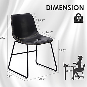 Soohow Set of 2, Kitchen Room Mid Century Midcentury Modern Faux Leather Comfortable, Home, Bistro Coffee Shop, Dining Chairs 4 PCS, Black