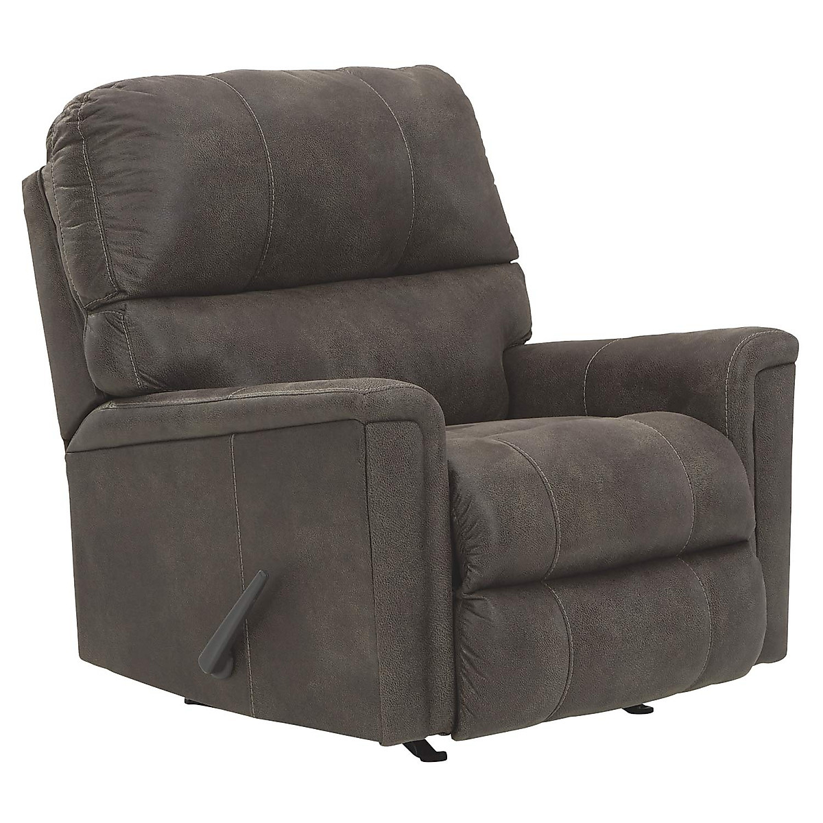 Signature Design by Ashley Navi Traditional Faux Leather Manual Rocker Recliner, Gray