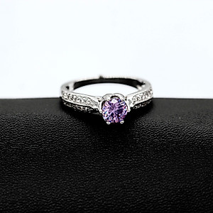 Uloveido Bridal Wedding Jewelry Rings with Purple Crystal White Gold Plated Engagement Anniversary Halo Rings for Women Size 6 Y027