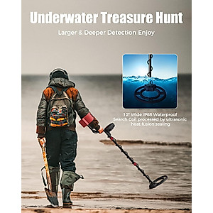 Professional Metal Detector for Adults Waterproof, Gold Metales Detectors Lightweight with LCD Display, Pinpoint & Disc & Notch & All Metal 5 Modes, Set of Metal Detector, Battery Included