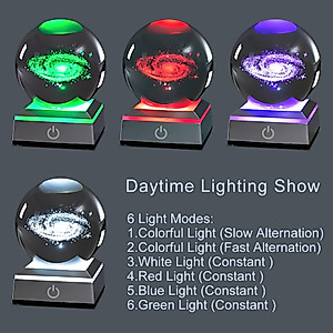 hochance 3D Galaxy Milk Way Crystal Ball Nightlight Multicolor Decolamp for Science Astronomy Space,Thanksgiving Christmas Gifts Ideas for Boyfriends Husband Him,Cool Presents for Fathers Kids Boys