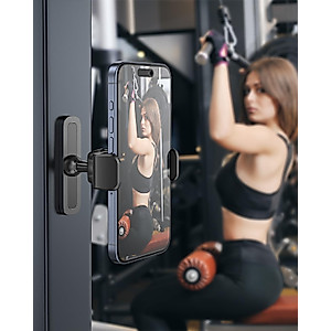 APPS2Car Gym Magnetic Phone Holder, 360 Adjustable, Compatible with 4.7-6.5" Smartphones, Alloy Base and Joint, Black