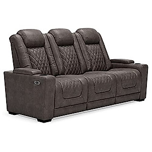 Signature Design by Ashley Hyllmont Power RecliningSofa with Adjustable Headrest, Weathered Gray