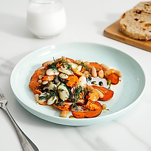 LE TAUCI Dinner Plate 9 inch, Ceramic Salad plate sets for Pasta, Risotto, Fluffiest, Pancakes, Dishwasher Microwave Oven Safe, set of 4, Sky blue