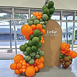 164 PCS Dinosaur Balloons Garland Green Orange Brown Balloons Arch Kit for Kids Dinosaur Themed Party Decorations Jungle Safari Birthday Party Supplies