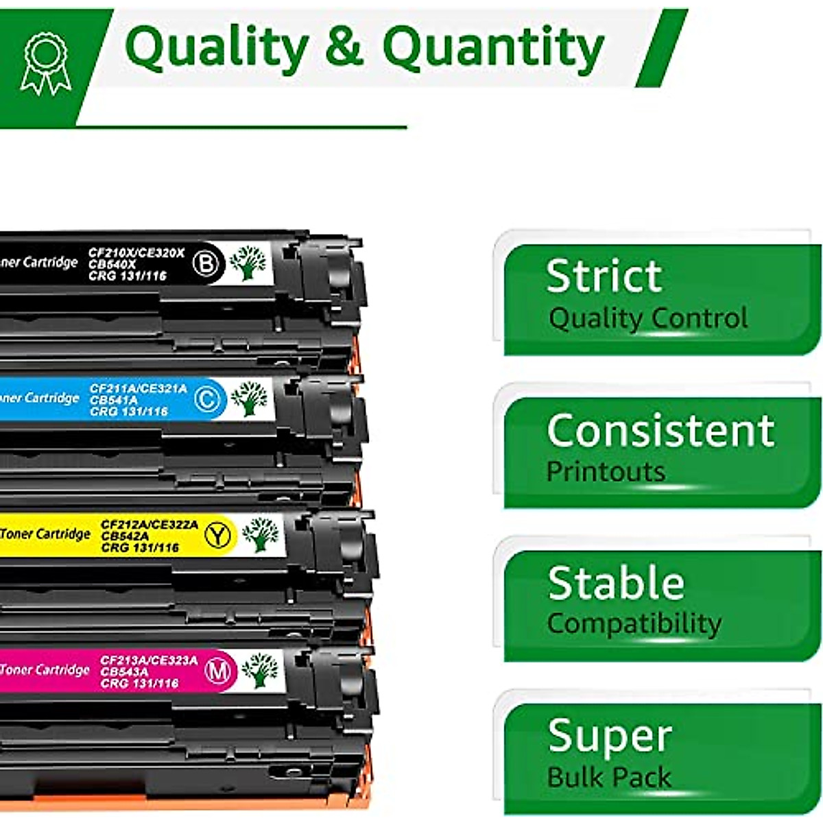 GREENSKY Compatible Toner Cartridge Replacement for HP 125A CB540A CB541A CB542A CB543A Color Laserjet CM1312 MFP CM1312nfi CP1215 CP1515n CP1518ni Printer (Black, Cyan, Yellow, Magenta, 4-Pack)