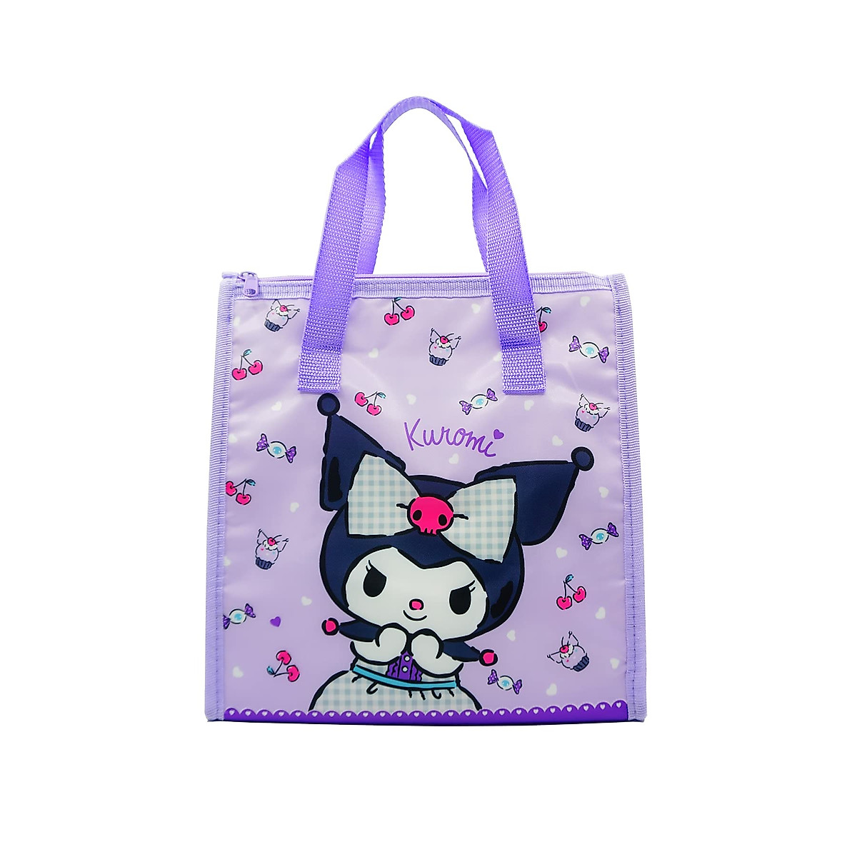 Eiodlulu Cartoon Bag Box Cute Anime Reusable Cooler Large Capacity Insulated Waterproof Tote For Picnic Work Outdoor Camping (Purple)