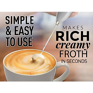 Zulay Powerful Milk Frother for Coffee with Upgraded Titanium Motor - Handheld Frother Electric Whisk, Milk Foamer, Mini Mixer & Coffee Blender Frother for Frappe, Latte, Matcha, No Stand - Silver