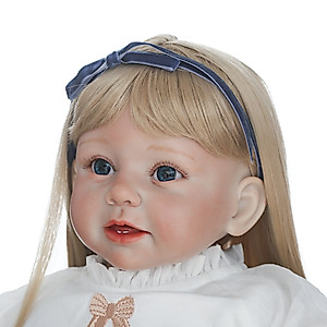 Pedolltree Toddlers Reborn Baby Dolls Girl Soft Silicone Realistic 28" Babies Kids Toddler Toys with Blonde Long Hair Handmade Weighted Body