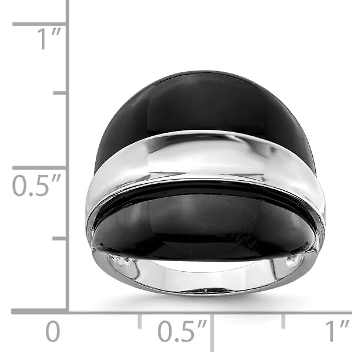 925 Sterling Silver Band Surrounding Black Onyx Bands Ring Size 8