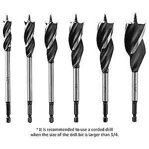 Amazon Brand - Denali Drill Bit Set, Auger, 6-Piece