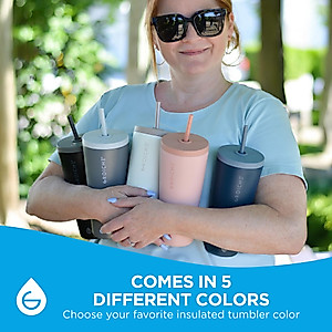 GROSCHE Jasper 23oz Tumbler with straw. Extreme Insulation, Classy Design, Built to Last, Insulated Stainless Steel Tumbler with Lid and Straw - White