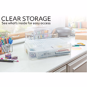 Rubbermaid 7.2 Qt. Handi-Box, Stackable Plastic Storage Bin with Latching Lid, Pack of 6, Great for Shoe Storage, Classroom Organization, Cube Organizer and Kitchen Pantry Container, Clear