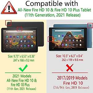 YOYOYX Case for All-New Kindle Fire HD 10 & 10 Plus Tablet (11th Generation, 2021 Release), Book Lovers Design PU Leather Folio Multi-Angle Stand TPU Back Cover, Cat Bookshelf