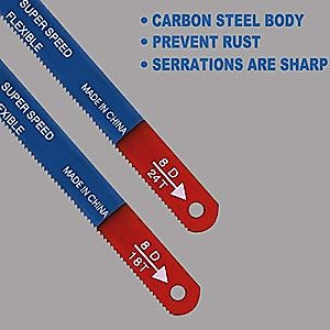 Bdmetals 10 Piece Hacksaw Replacement Blades 12” High Speed Metal Cutting Hacksaw Blades with 24 Teeth Per Inch