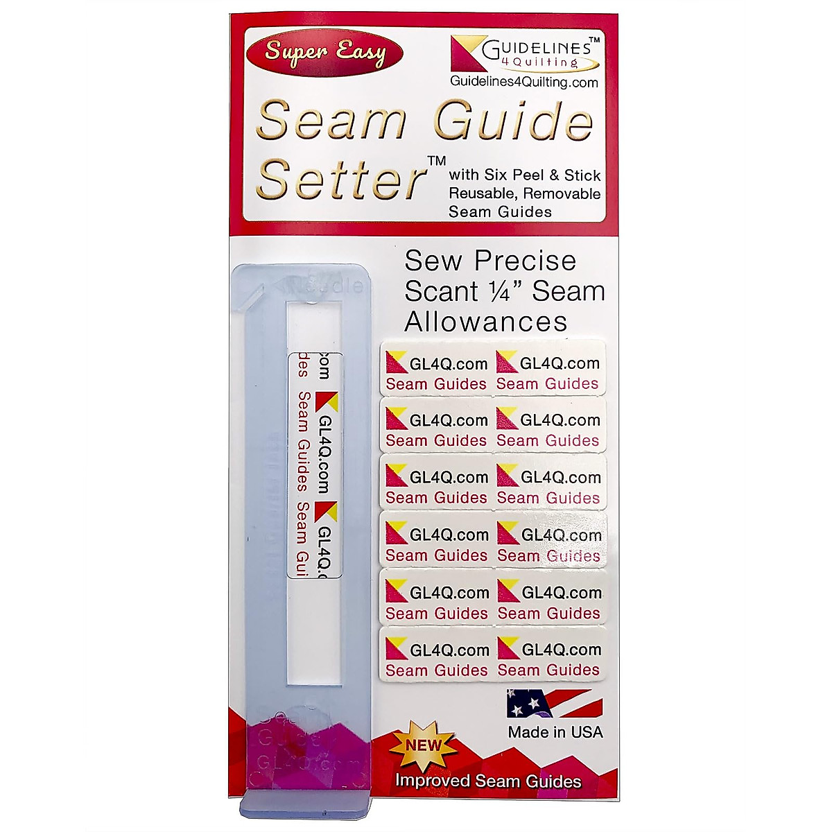 Guidelines4quilting Super Easy Seam Guide Setter, 4.75"X1.25"X.125"