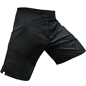 Meister Elite Flex Fighter Board Shorts for MMA Training and Gym Workouts - Blank No Logo - Black - XXX-Large (40-41)