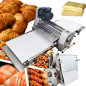 INTSUPERMAI Dough Sheeter Machine 23.6" Commercial Dough Press Roller Sheeter Fondant Sheeter Pasta Machine for Croissant, Puff Pastry, Marzipan