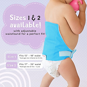 BABY BLOWOUT BLOCKER Diaper Extender - Blue, Size 1: 13-18 Inches Waist| Washable & Reusable Diaper Extension for Disposable Diapers and Cloth Diapers | Leakproof Diaper Cover to Catch Diaper Blowout