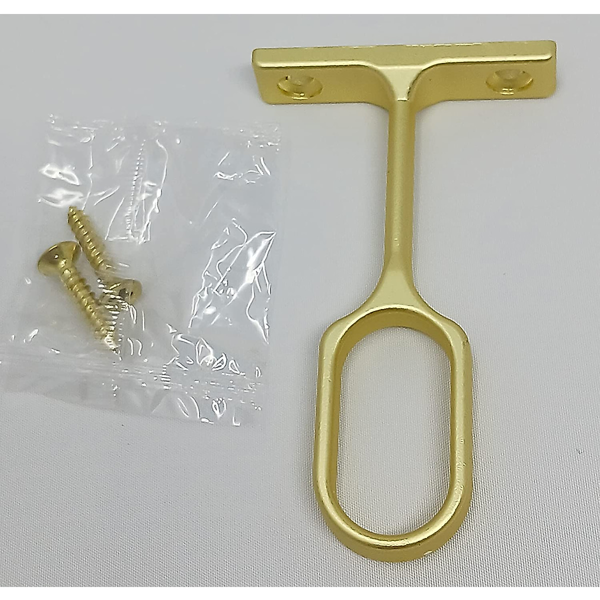 Center Oval Wardrobe Rod Tub Support Bracket with Installation Screws - 15 x 30 mm (Matte Brass)