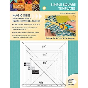 fast2cut® Simple Square Templates: Quickly Cut 3 1/2", 4 1/2" & 5 1/2" Squares