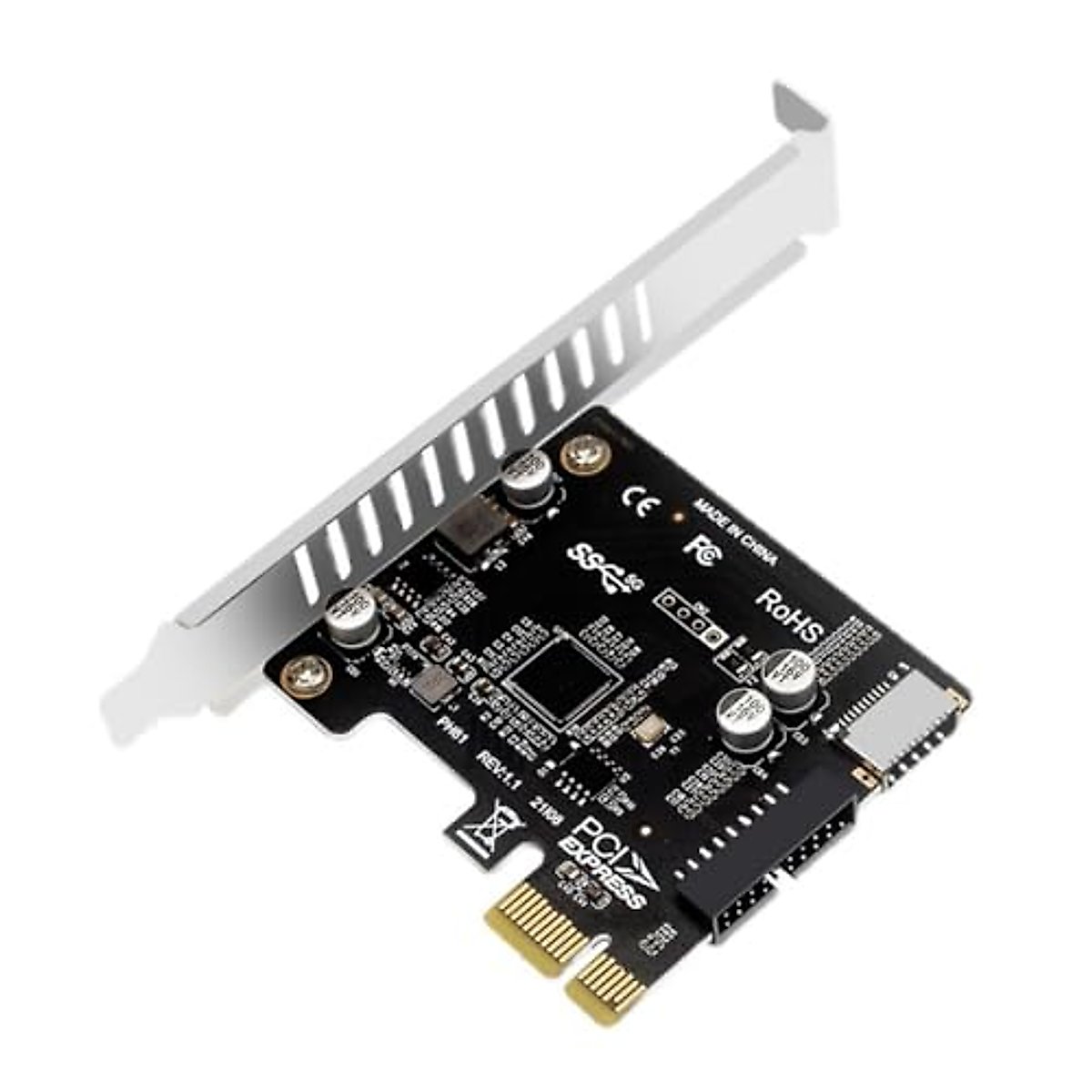 ChenYang USB 3.0 20Pin ＆ USB 3.1 Gen 1 Type-E Front Panel Socket to PCI-E 1X PCI Express Expansion Card Adapter