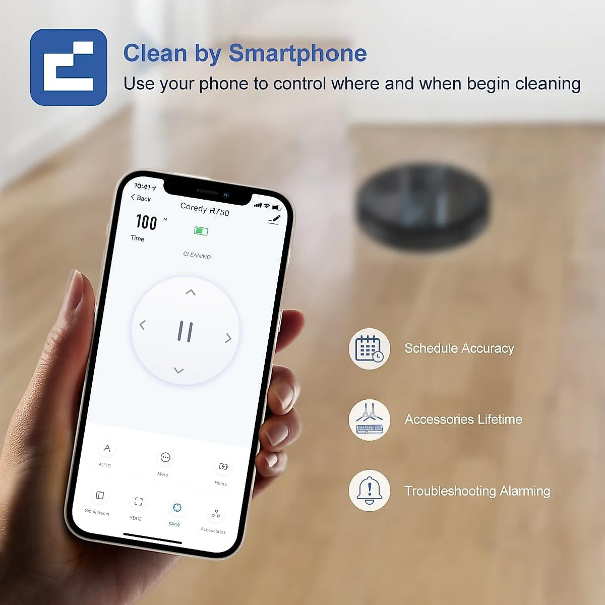 Coredy R750 Pro Robot Vacuum and Mop Combo, 2700Pa Max Suction, Ultrasonic Detection Boost & Avoidance, Compatible with Self Empty Station, Smart AI Dynamic Navigation Robotic Vacuums for Carpet