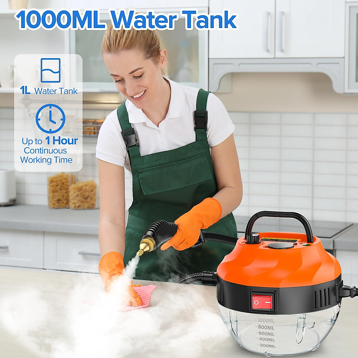 AUXCO 2500W Steam Cleaner, High Pressure Steamer for Cleaning, Portable Handheld Steam Cleaners for Home Use, Steamer for Car Detailing, Steam Cleaner for Upholstery, Kitchen, Bathroom, Grout and Tile
