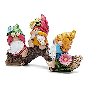 Hodao Spring Hear-No, See-No, Speak-No Gnomes Figurines Decorations Flower Gnomes Ornaments Scandinavian Tomte Elf Decor Gifts Summer Gnomes Figurines Decoration Home Table Spring Gnomes Decor