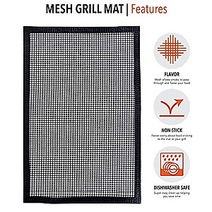 BBQ Butler Non-Stick BBQ Mesh Grill Mat- Perfect For Smokers - Traeger, Green Egg, Kamodo Compatible