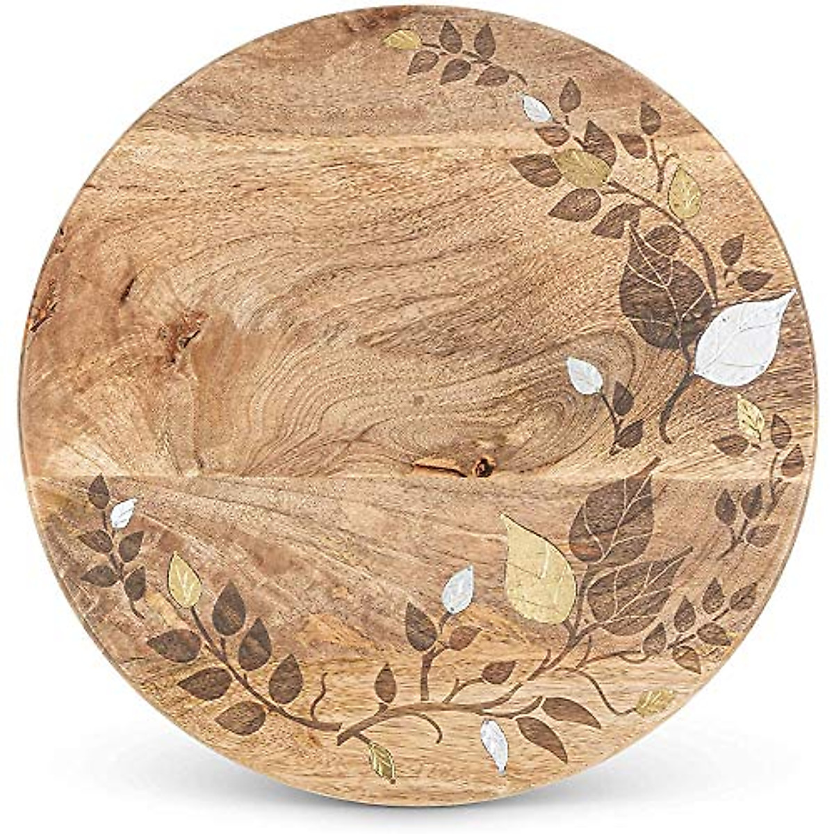 16" Brown Leaves Lazy Susan Turntable Round Rotating Tray