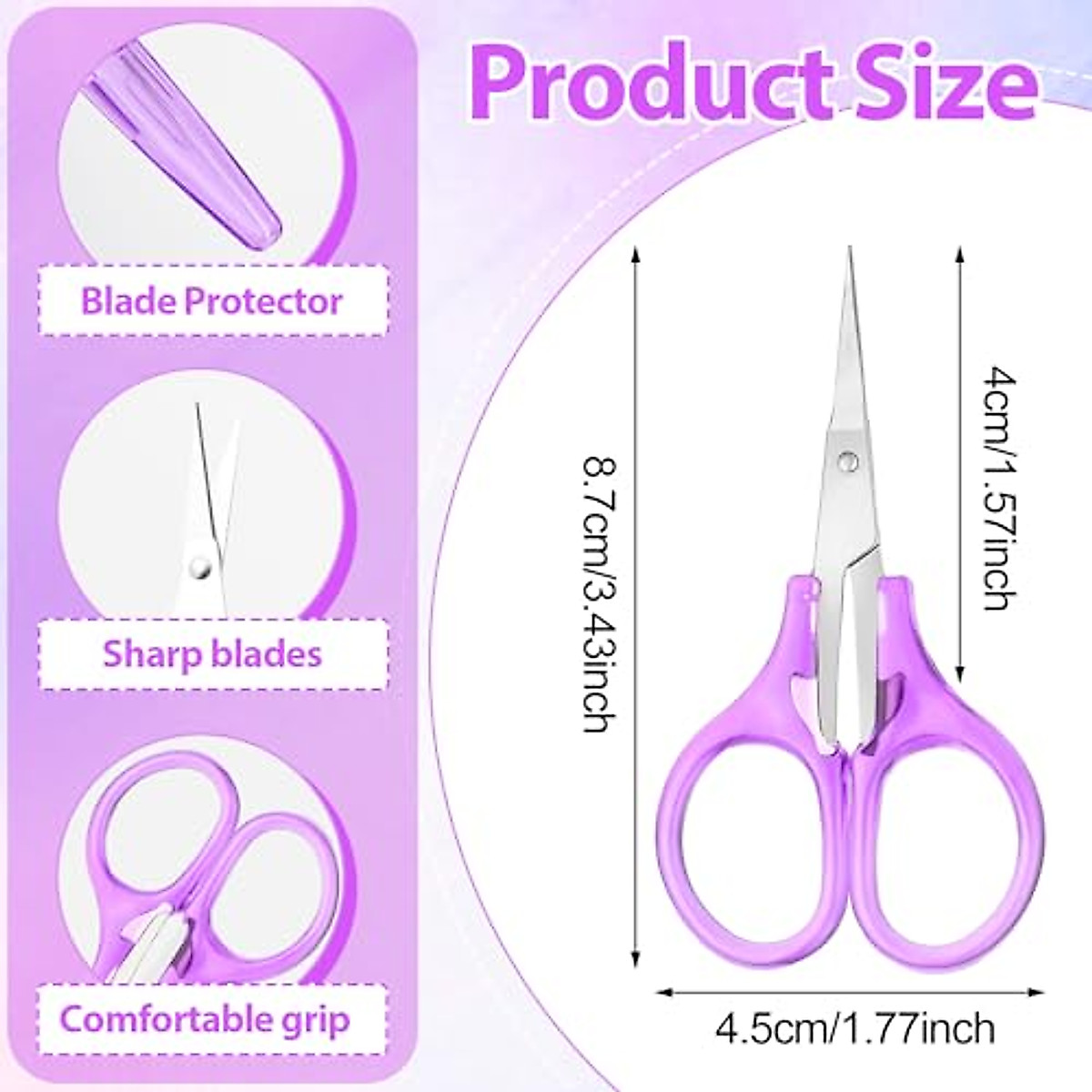 Ouligay 4Pcs Small Sewing Scissors Stainless Steel Detail Craft Scissors Set with Cap Portable Scissors for Paper Cutting Sewing Crafting Quilting
