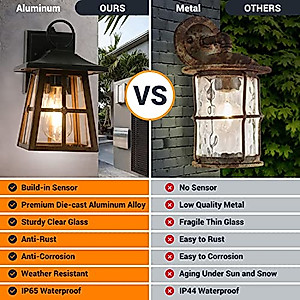 Qingmiao Dusk to Dawn Sensor Wall Light Outdoor Porch Light Wall Lantern Waterproof Outdoor Light Fixture Exterior Wall Sconce
