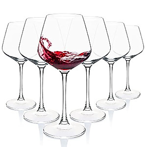UMI UMIZILI Wine Glasses 15.5oz, Set of 6 Wine Glass for Red White Wine, Long Stem Glassware, Clear, Dishwasher Safe