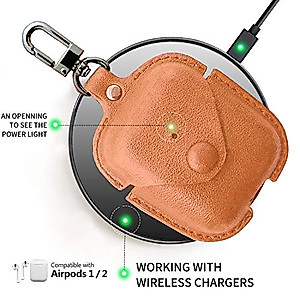 MODOS LOGICOS Charging Case Cover for Air Pods 1/2, Leather Case with Secure Snap-Fastener Compatible with Apple AirPods 1/2 Generation Charging Case - Yellow