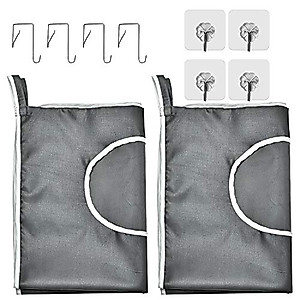 Durable hanging laundry hamper bag Behind door Space Saving with Stainless Steel Hooks Zip, For Bathroom,Kids room,Travel,College Dorm,2pack(Extra Large-Dark Grey)