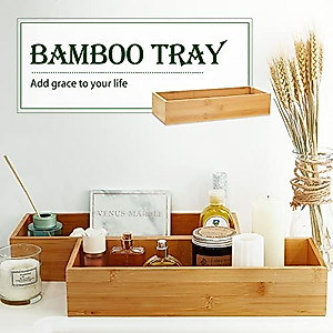 2 Pcs Bamboo Bathroom Tray Toilet Paper Storage Toilet Tank Tray Toilet Tissue Holder Organizer Box Basket with Silicone Slip Resistant at 4 Corners for Toilet Tank Bathroom Kitchen Counter