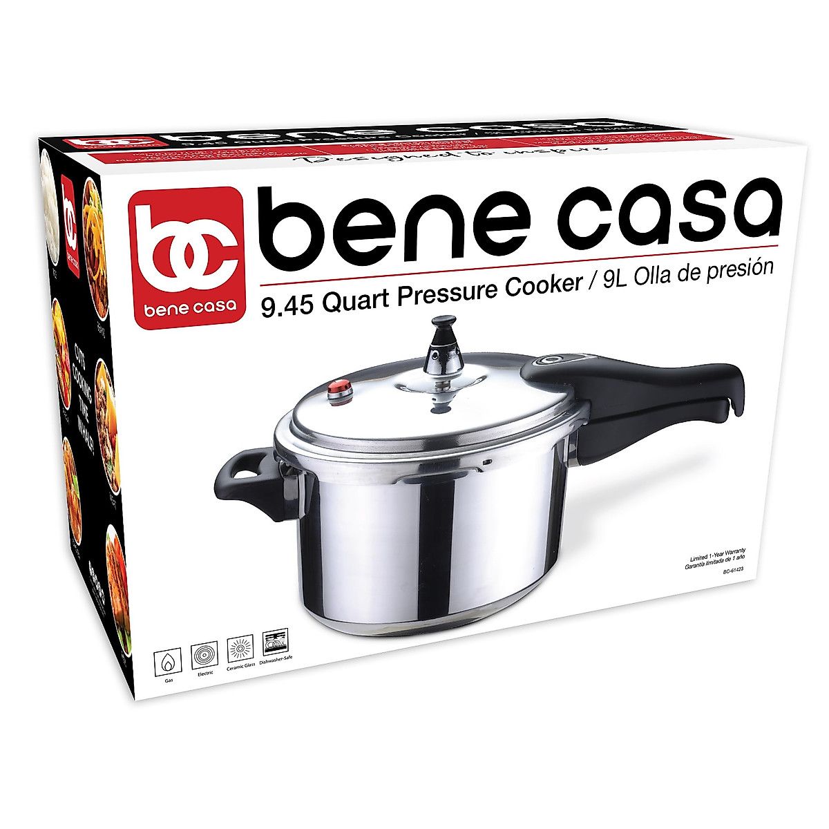 Bene Casa 61423 Aluminum Pressure Cooker 9.45 Quart 9 Liter