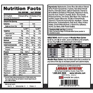 Labrada Nutrition Muscle Mass Gainer, Vanilla, 6 Pound (Packaging may Vary)