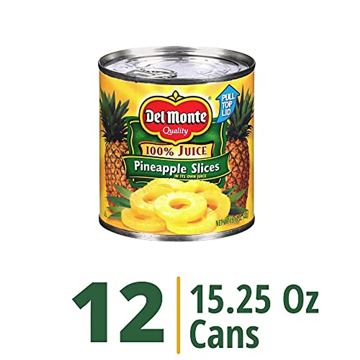 Del Monte MONTE Sliced Pineapple in 100% Juice, Canned Fruit, 12 Pack, 15.25 oz Can 15.25 Ounce (Pack of 12)